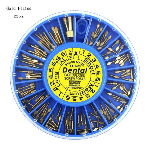 Quality Titanium Orthodontic Accessory Golden Metal Screw Post Dental 120pcs/Box for sale