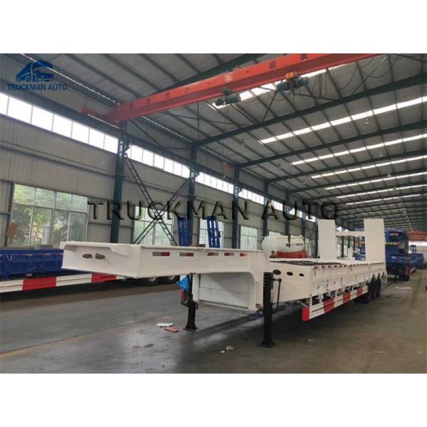 Quality OEM 3 Axle Low Bed Trailer , Lowbed Trailer Truck Transport Heavy Machinery for sale