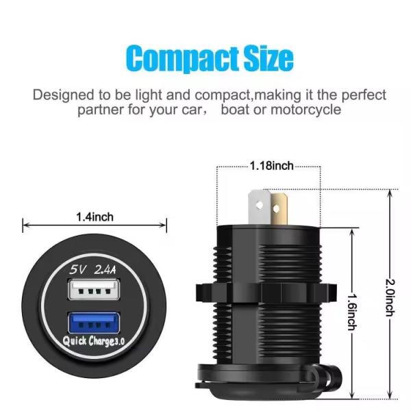 Quality "SmartDual" Car Charger QC3.0 Fast Charge + 2.4A Smart Output for sale