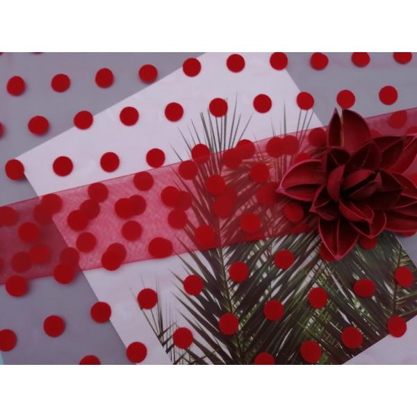 Quality Red Large Polka Dot Tulle Flocked Mesh Fabric for sale