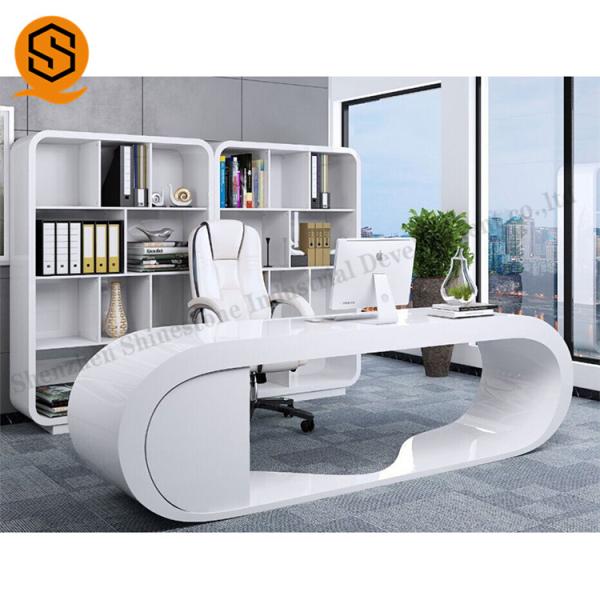 Quality Artificial Stone Curved Executive Desk Shaped Customized Requirement for sale