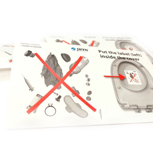 Quality Fork Shape Warning Tip Rectangle White Sticker Coated For Toilet for sale