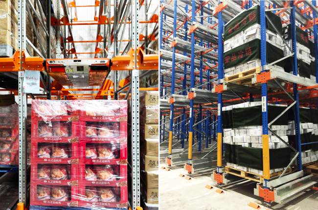 Two Way Radio Shuttle Racking Pallet Runner Rack System For Cold Storage Cold Chain