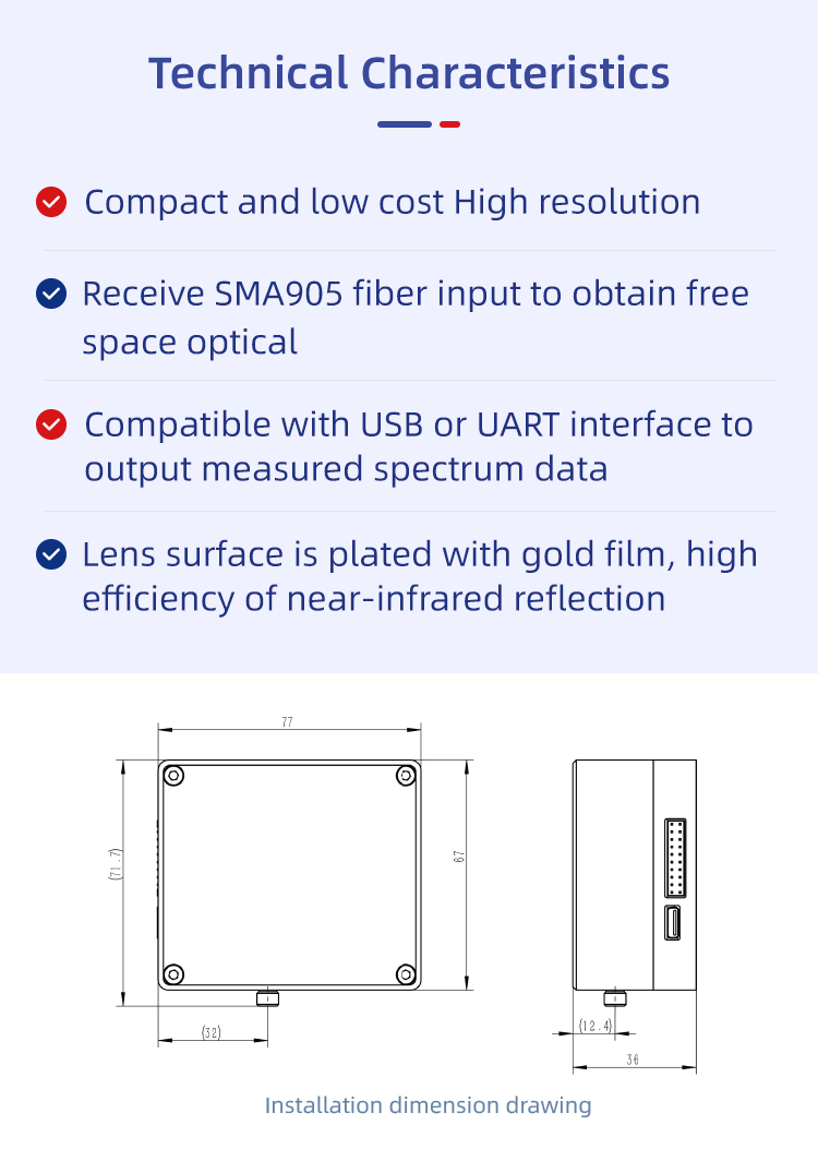 OEM miniature spectrometer high-sensitivity fiber spectrometer optic spectrometer