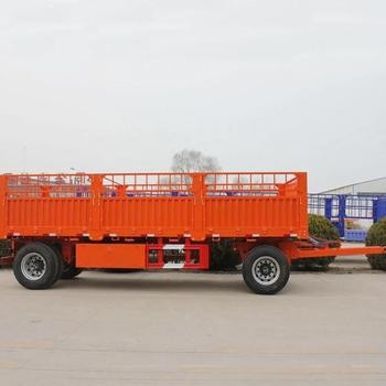 Quality Farm 2-Axles Flat Platform Fence Drawbar Full Trailer With Ladder for sale