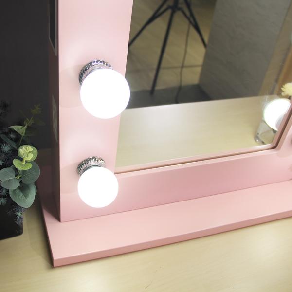 Quality Framed Makeup Mirror With Lights Smart Dimming Pink Led Makeup Mirror for sale