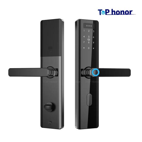 Quality Facial Recognition Smart Handle Door Lock Digital Code Card NFC Biometric Access for sale