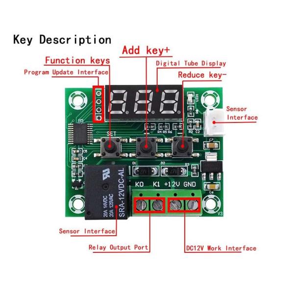 Quality W1209 Thermostat Digital Thermometer Controller 1 10A relay DC12V for sale