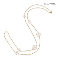 Quality 65CM Stainless Steel Layered Necklace Stacking Flower Pendant Necklace for sale