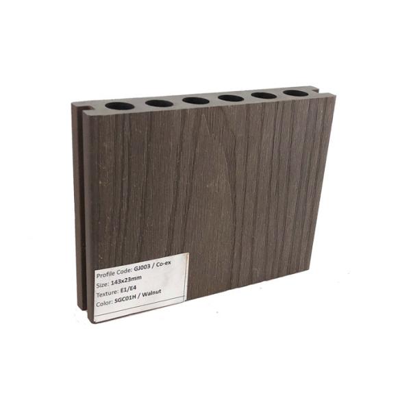Quality Sanded WPC Hollow Decking Walnut Hollow Decking Boards Wood Grain for sale