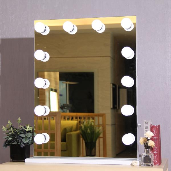 Quality Desktop Makeup Mirror With Lights Custom Hollywood Style Round Led Bathroom for sale