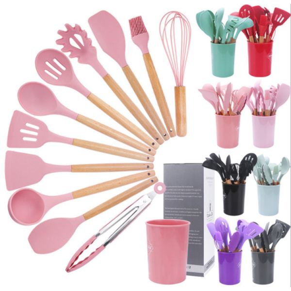 Quality Silicone Cooking Utensil Set Non-Stick Heat Resistant Kitchen Tools for sale