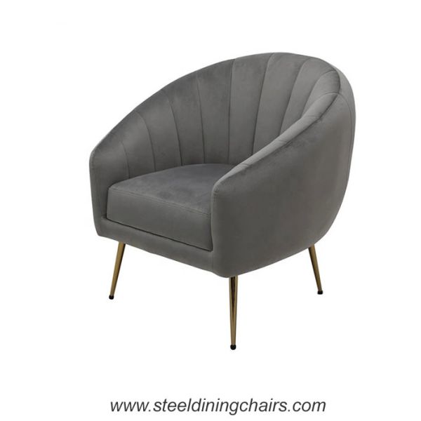 Quality Velvet Fabric Upholstered Tufted Metal Frame Armchair for sale
