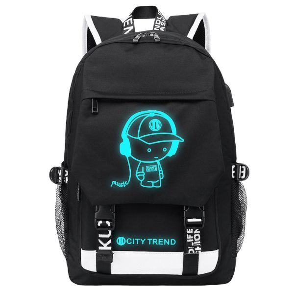 Quality Factory wholesale custom fluorescent logo boys waterproof bookbag durable luminous student school bags backpack for men for sale