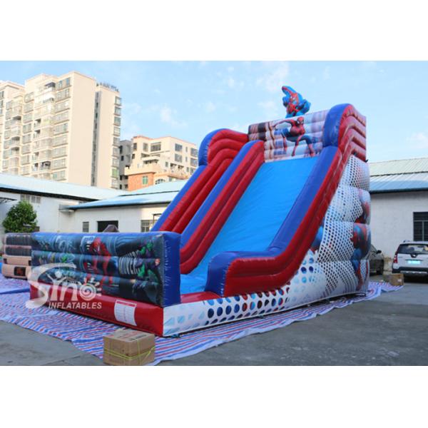 Quality 7 meters high kids spiderman inflatable slide with complete digital printing for for sale