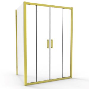 Quality Stainless Steel Titanium Brushed Color Double Sliding Door With Side Panel for sale