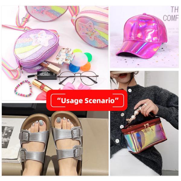 Quality Pu Holographic Leather Little Grain Embossed Synthetic Artificial Faux Shoes for sale
