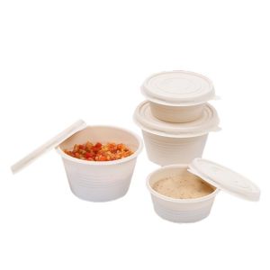 Quality 4OZ Disposable Cornstarch Tableware Seasoning Sauce Portion Cups With Lids for sale