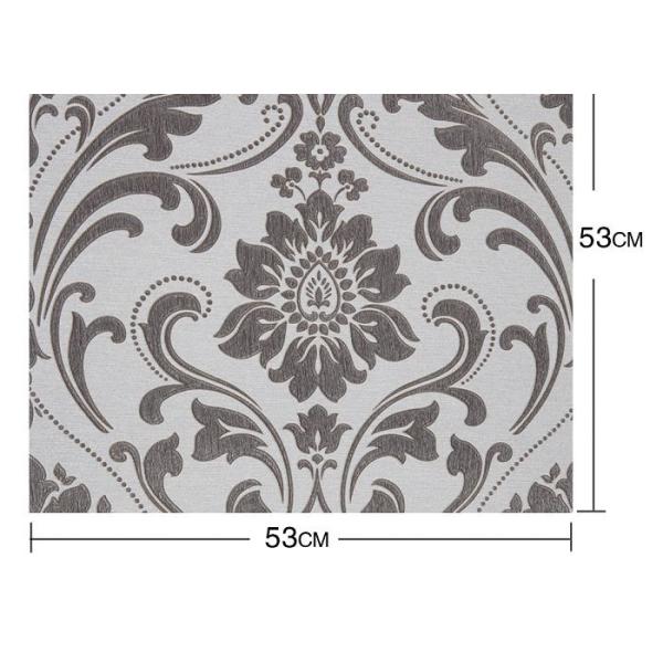 Quality Grey Vinyl Embossed Victorian Damask Wallpaper Removable , Tear - resistant for sale