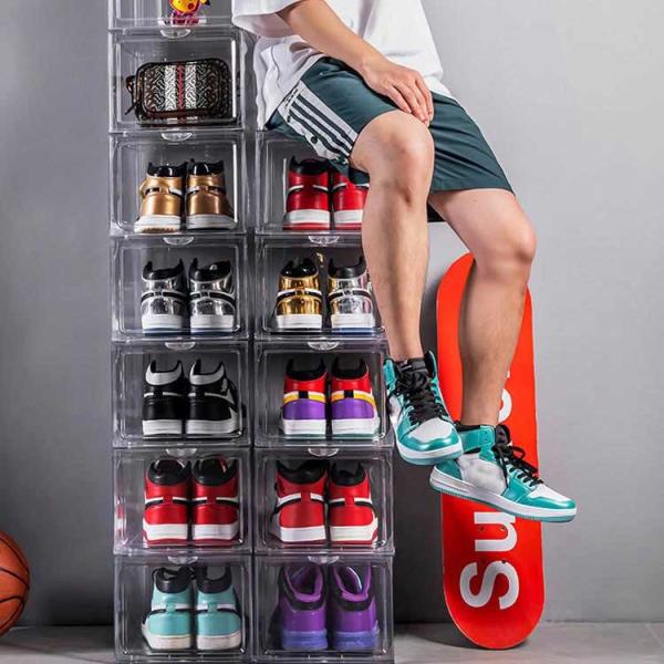 Quality Stackable Drop Front Clear Plastic Shoe Container Clear Transparent for sale