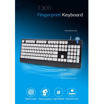 Quality USB Plastic Keyboard With Fingerprint Reader Function Keys Multimedia Keys And for sale