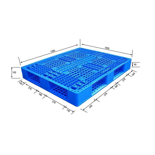 Quality Warehouse 4 Way Plastic Pallet 1200 X 1000 PE Single Side Stacking for sale