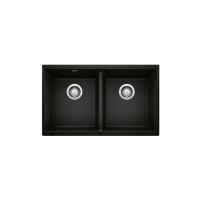 Quality Black Quartz Double Bowl Composite Kitchen Sink 1CM Thickness Undermount for sale