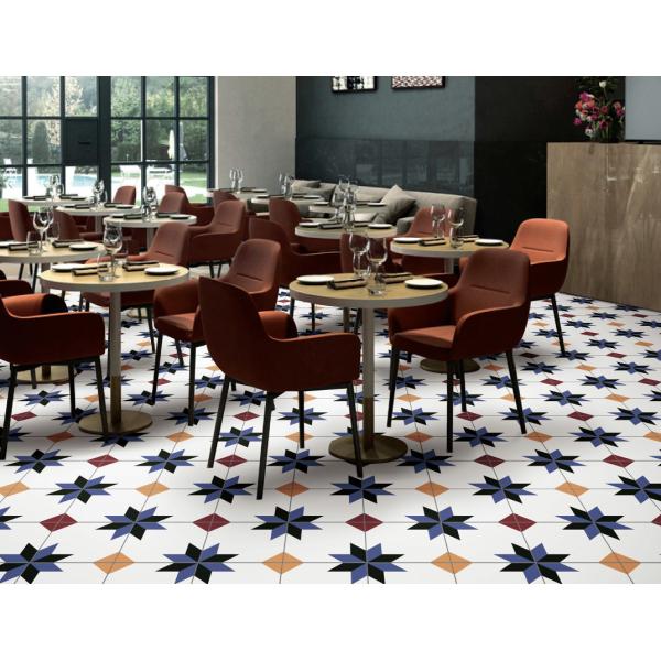 Quality 200x200mm Moroccan Blue Yellow Porcelain Floor Wall Tile AAA Grade for sale