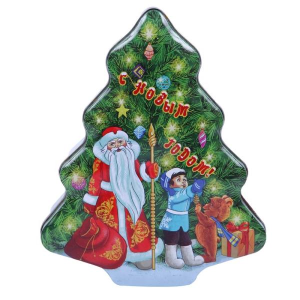 Quality Christmas Tree Shaped Tins Present Decorative Holiday Tins Custom Design Gift for sale