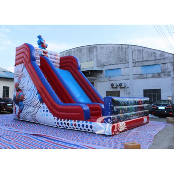 Quality 7 meters high kids spiderman inflatable slide with complete digital printing for for sale