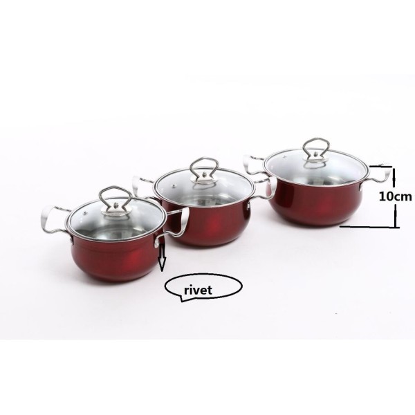 Quality Colorful Kitchen Cookware Sets With Glass Lid Food Grade 201# Stainless Steel for sale