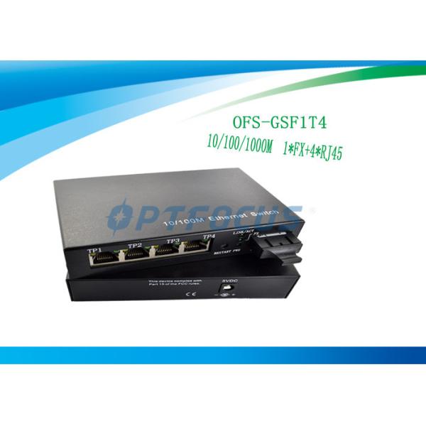 Quality Ethernet 1000Mbps Poe Gigabit Switch 1 Port 1FX + 4UTP 1MKb External Power for sale