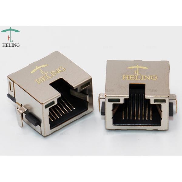 Quality 8P8C Brass Shielded PCB RJ45 Jack , Brass Shielded PCB Mount RJ45 Connector for sale