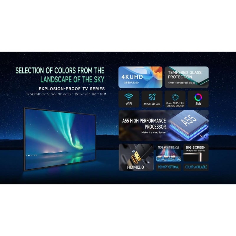 43 inch Anti-blue Light Eye Protection Multi-function Ultra-thin Shatterproof E-LED Flat Screen Monitors LED and LCD Smart TVs
