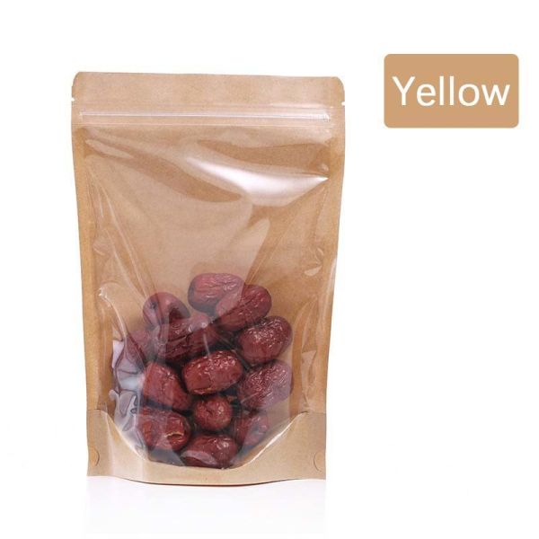 Quality Customizable Stand up Pouch With Window Kraft Paper Food Packaging Bag Ziplock for sale