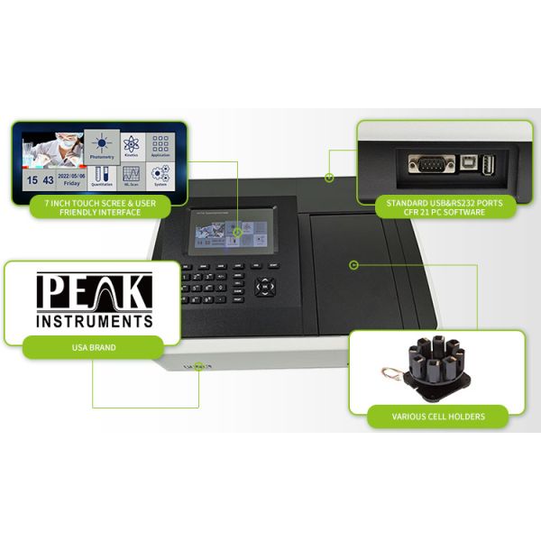 Quality 7 Inch LCD Display Single Beam Lab Spectrophotometer for Wavelength Range 320 for sale