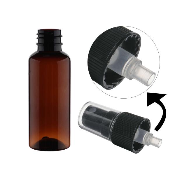 Quality Customizable Cosmetic Spray Bottle 60ml 2oz Amber Plastic Spray Bottle for sale