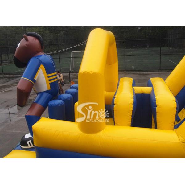 Quality Outdoor 12 mts Long Children Brumbies Ruby Inflatable Obstacle Course Made Of for sale