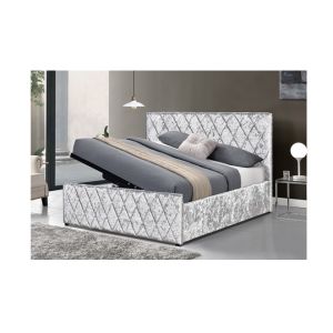 Quality Ottoman Gray Velvet Tufted Storage Bed Frame Gas Lift OEM ODM for sale