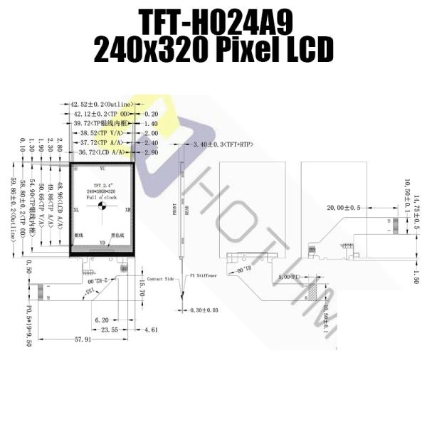 Quality IPS 2.4-inch TFT LCD Display With RTP | 240x320 MIPI DSI Interface JD9852 for sale