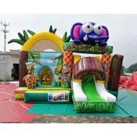 Quality Safari Park Inflatable Bouncy Castles Digital Printing Combi Slide Bouncer for sale