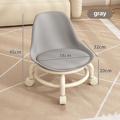 Quality Children'S Rotating Leather Low Rolling Stool With Backrest Double Layer Frame Stable Wear Resistant for sale