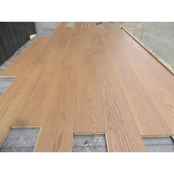 Quality premium grade oak engineered wood flooring, AB, brushed, brown stained for sale