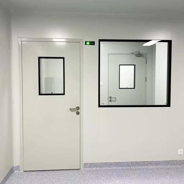 Quality Galvanized Steel Cleanrooms Doors , Medical Clean Room Door With Glass Window for sale