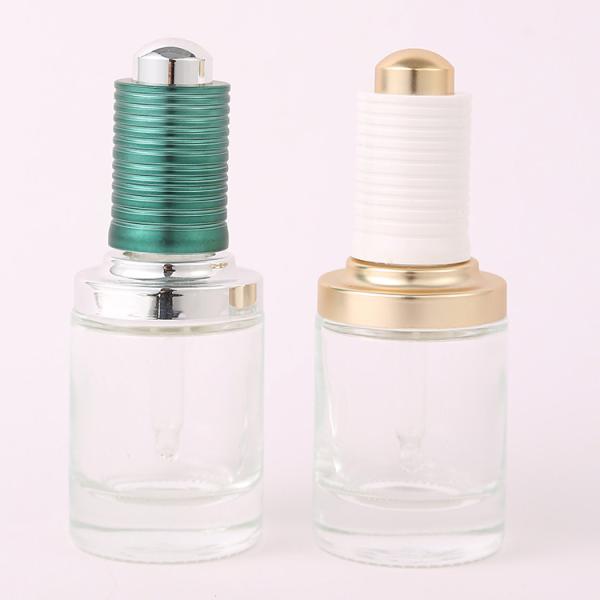 Quality Custom Logo Green Clear Gold 30ml Glass Serum Bottle White Dropper Bottle for sale