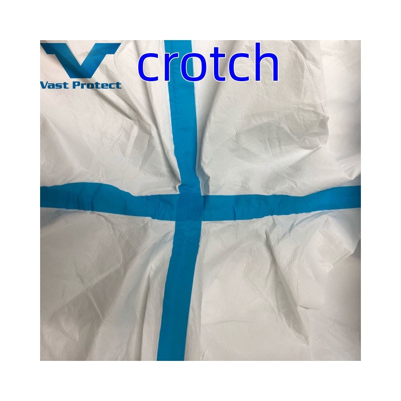 Hooded Breathable Disposable White with Blue Tape Micro Film Suit