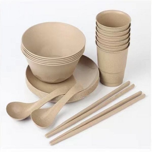 Quality Novelty Design 100% Compostable Wheat Straws Cutlery Set for Eco-Friendly Dining for sale