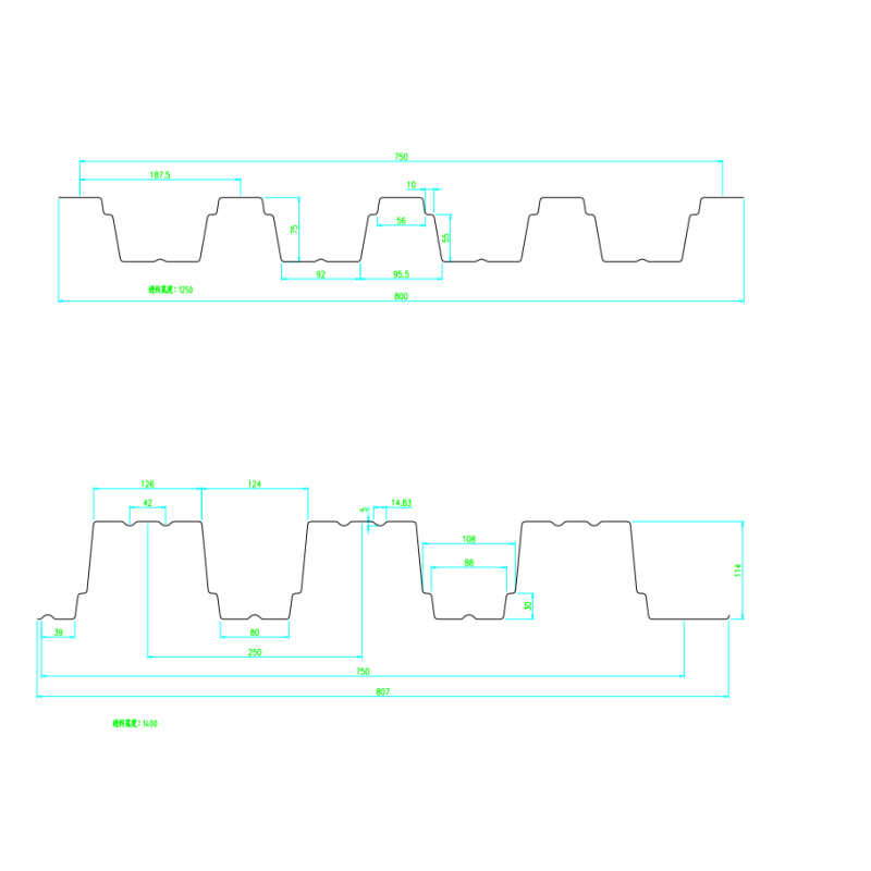 Metal decking more drawing profiles