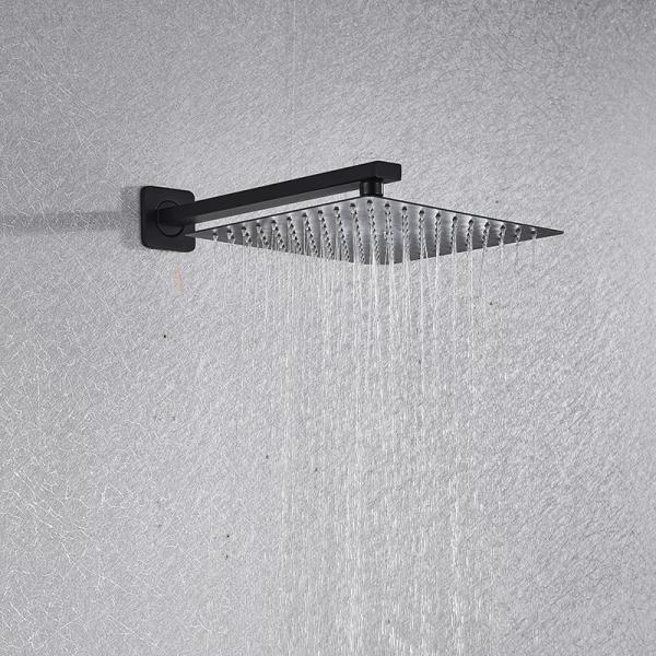 Quality Luxury Rain Bathroom Shower Faucet Matte Black Shower Mixer Set for sale