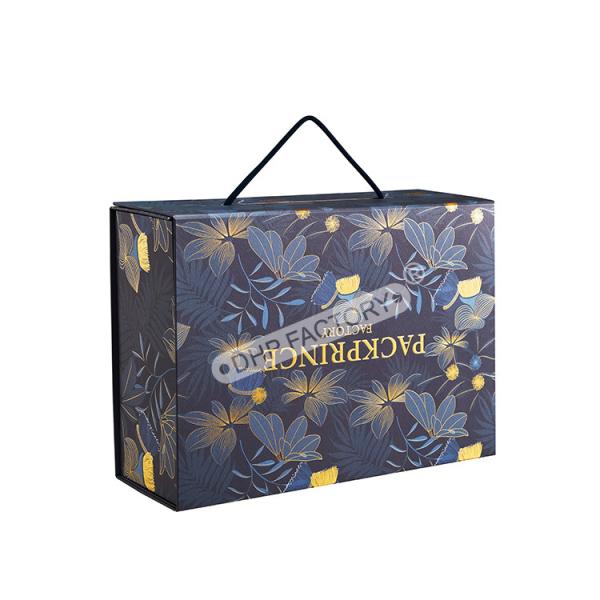 Quality Large Foldable Gift Boxes Custom Design No Magnets With Handle for sale